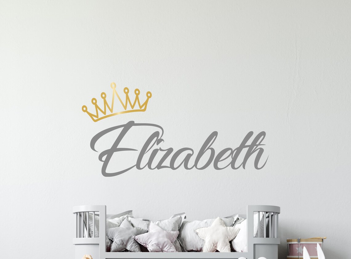 Princess Crown Wall Decal for Girls Room Custom Name Wall | Etsy