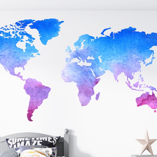 Watercolor World Map - Etsy
