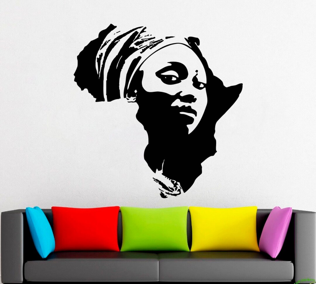 African Style Wall Decal Window Sticker Beauty Salon Woman Face Africa ...
