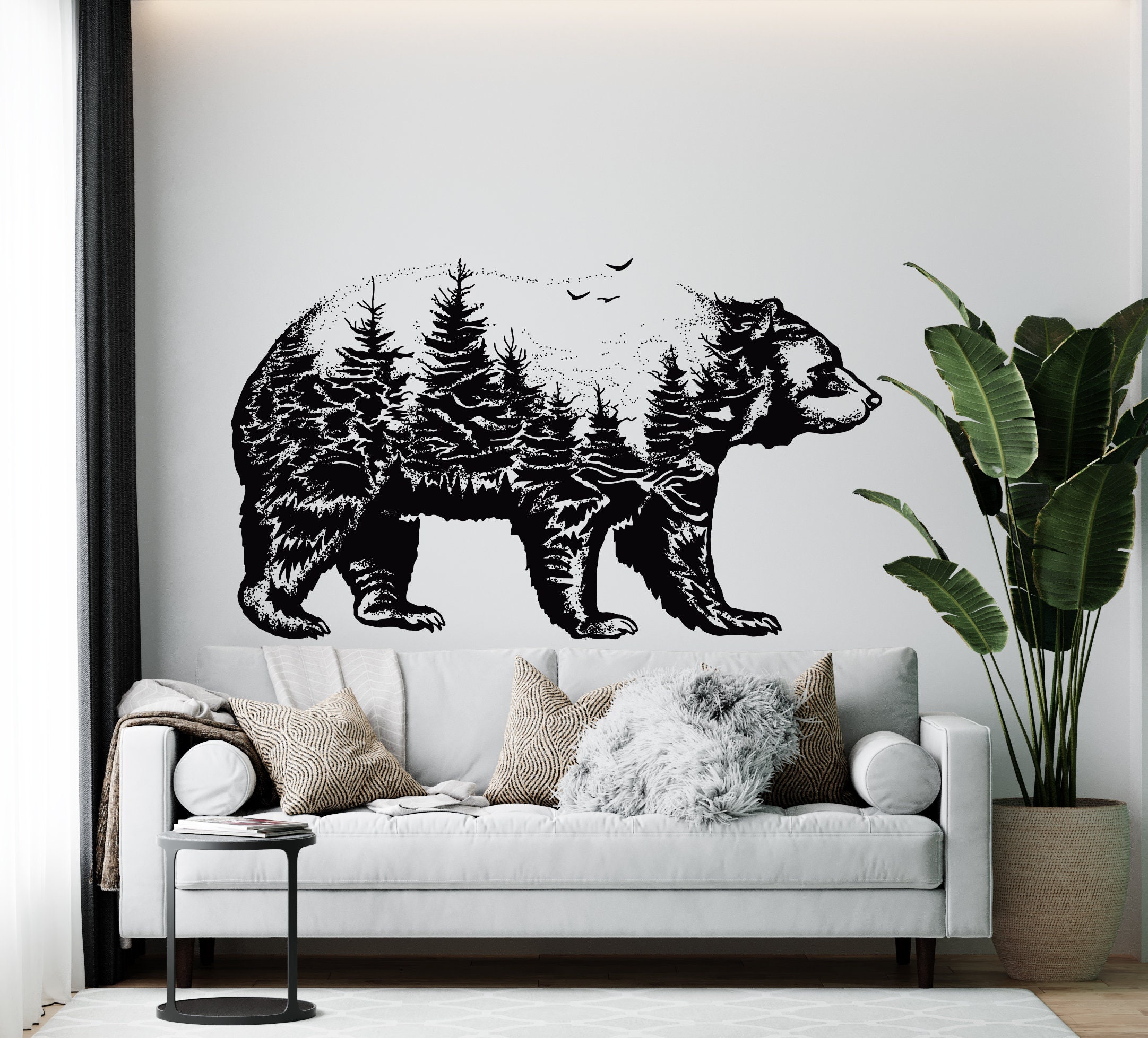 Bear Mountains Nature Wall Decal bear Mountain Wall Sticker - Etsy