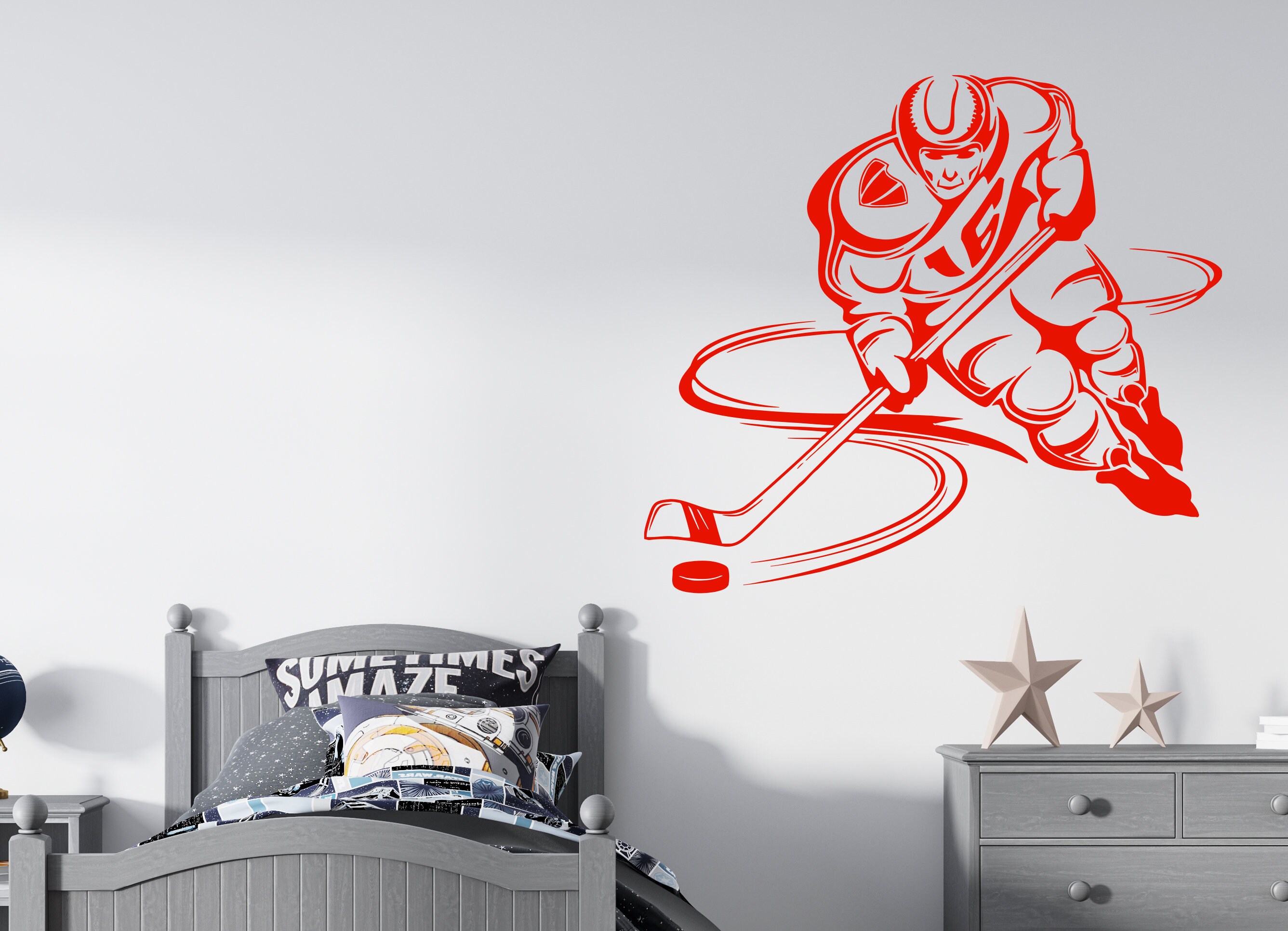 Ice Hockey Wall Decal Hockey Player Wall Decal Hockey | Etsy