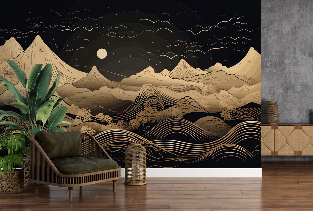 Japanese Nature Wallpaper Japanese Pagoda Wall Graphics Mountain Peel ...