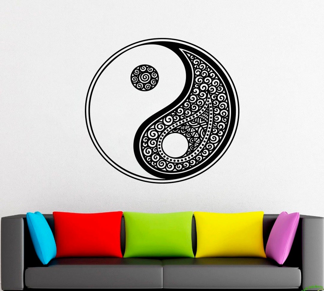 Yin Yang Wall Decal, Taoism, Vinyl Decal, Sticker, Floral, Balance ...
