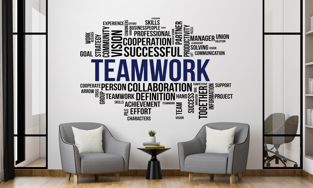 Teamwork Words Office Wall Decal Teamwork Quote Wall Sticker Office ...