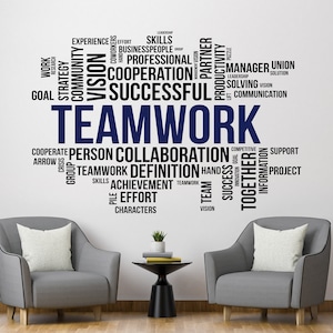Teamwork Words Office Wall Decal Teamwork Quote Wall Sticker Office ...