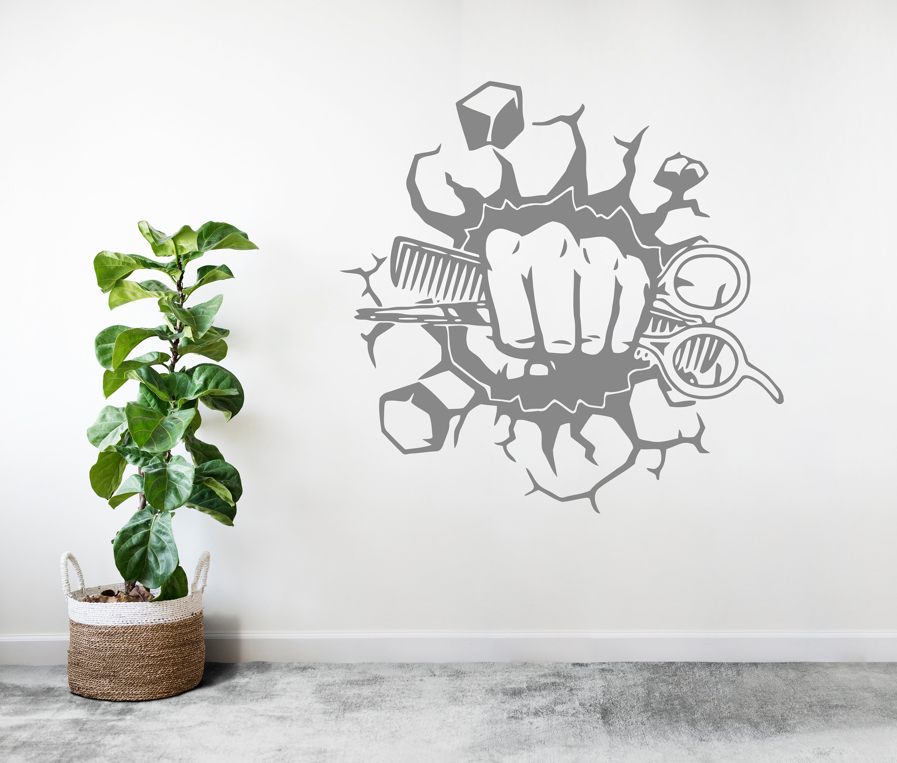 Barber Shop Wall Decal: Salon Decor, Removable Vinyl Sticker CUS53 - Etsy