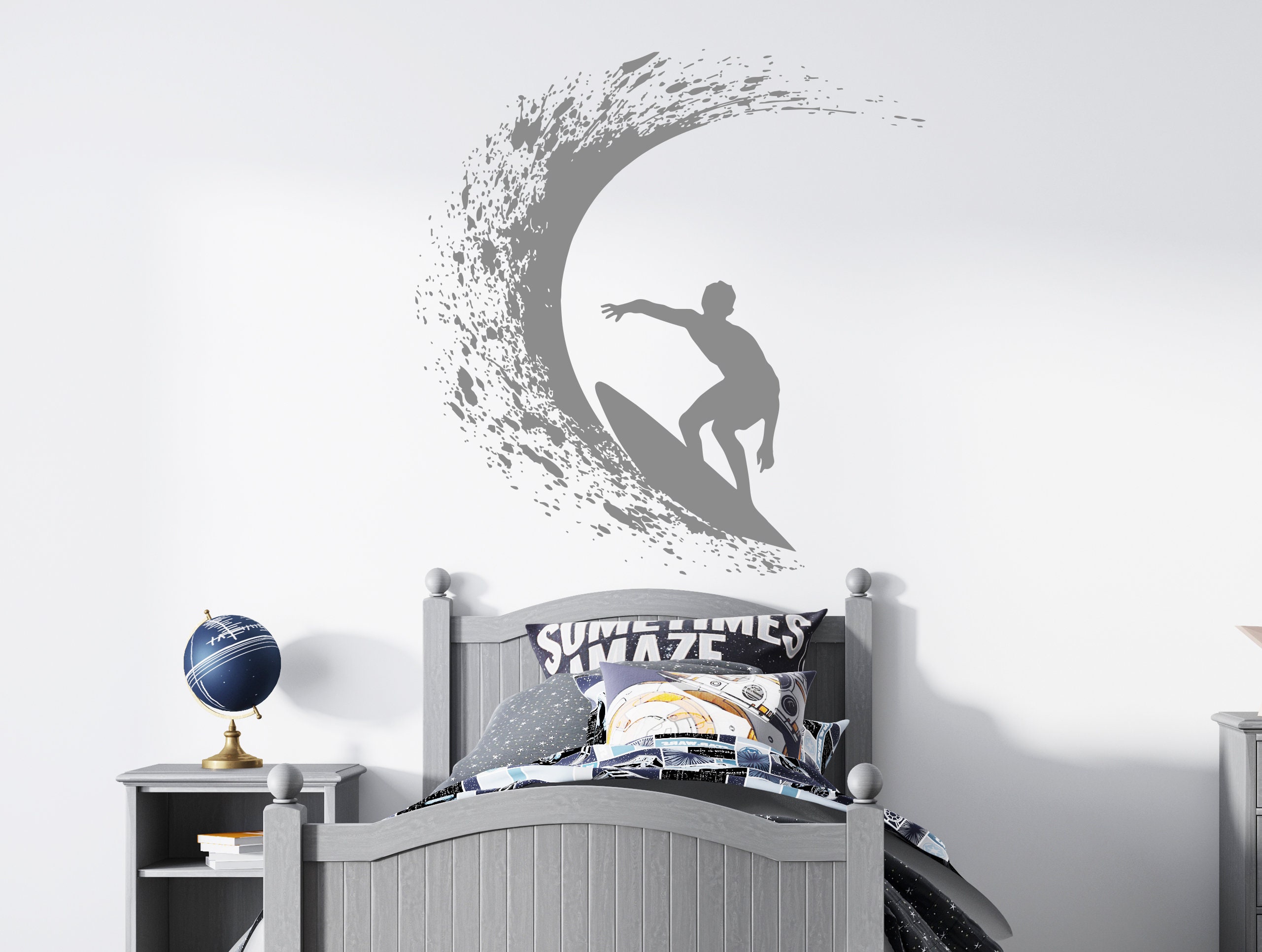 Surfing Wall Decal Surfer Board Wall Sticker Wave Wall Decal - Etsy