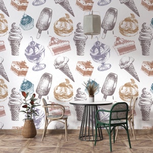 Sweets Wall Graphics Desserts Wallpaper Peel and Stick Wallpaper Cafe ...