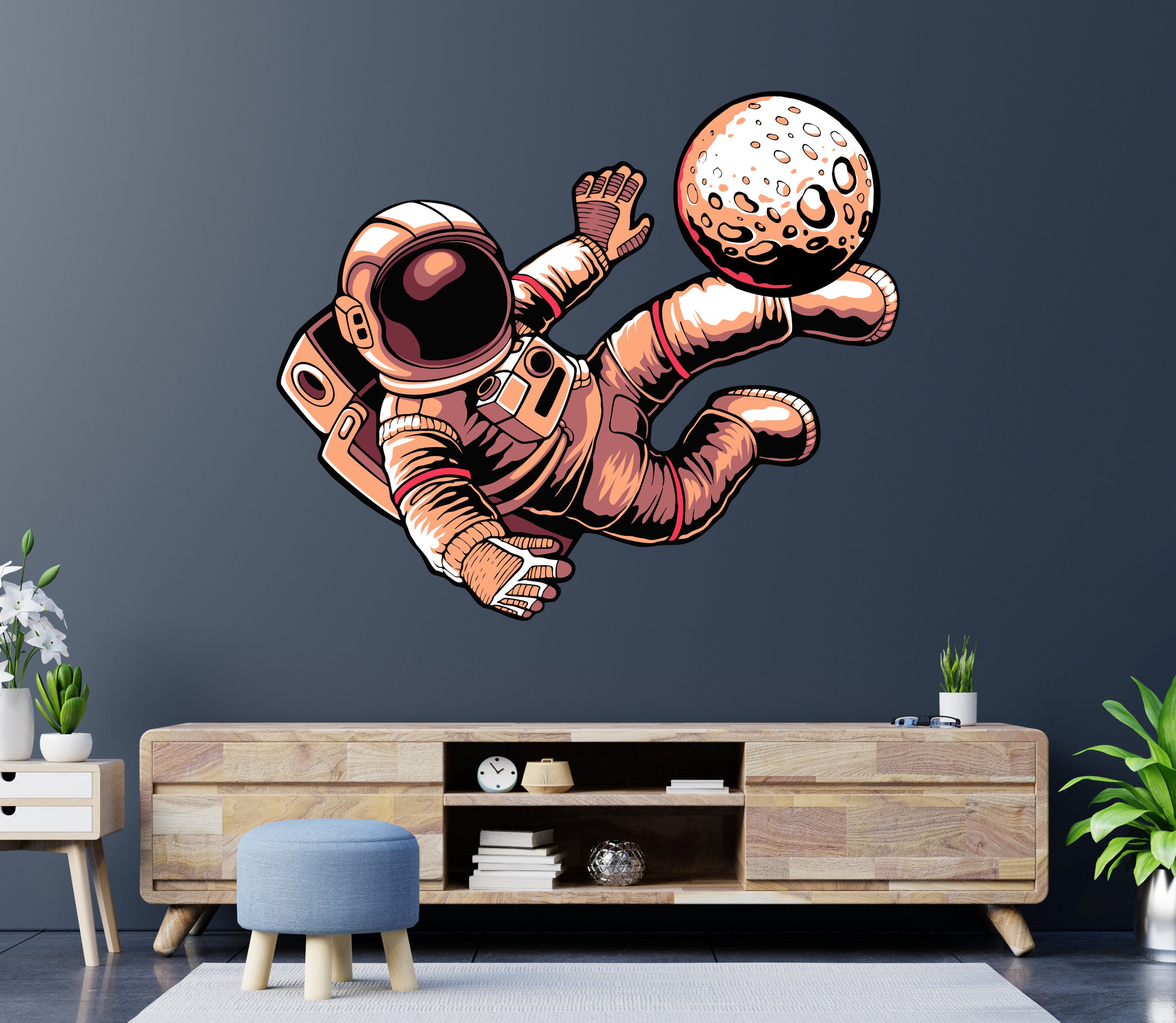 Astronaut Wall Decal Outer Space Wall Decor for Kids Bedroom | Etsy