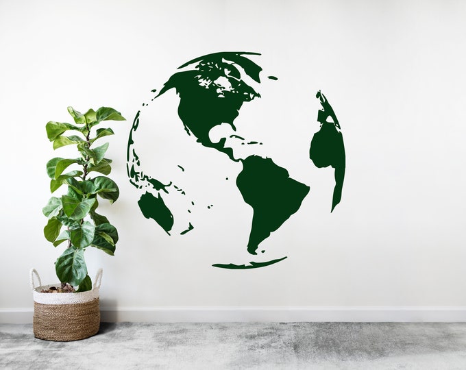 Earth Sticker Globe Wall Decal Planet Earth Room Decor Reusable Fabric ...