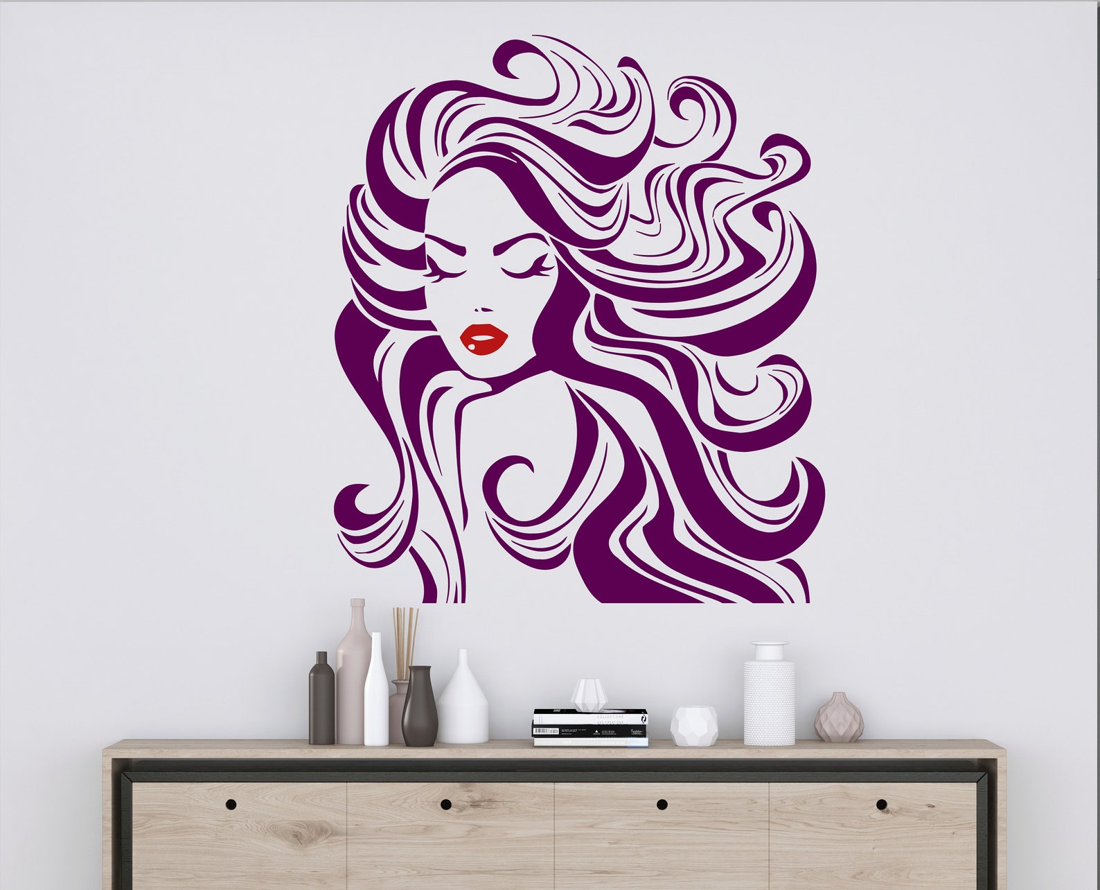 Beauty Salon Beautiful Woman Face Wall Decal Lashes Wall Decor | Etsy