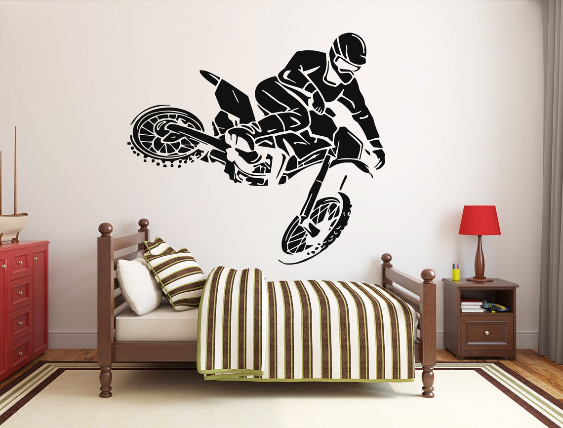 Motocross Wall Decal Motorcycle Wall Sticker Dirt Bike Wall - Etsy