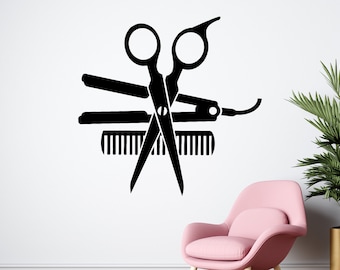 Hair Salon Wall Window Decal Sticker Hair Stylist Hair Tools - Etsy