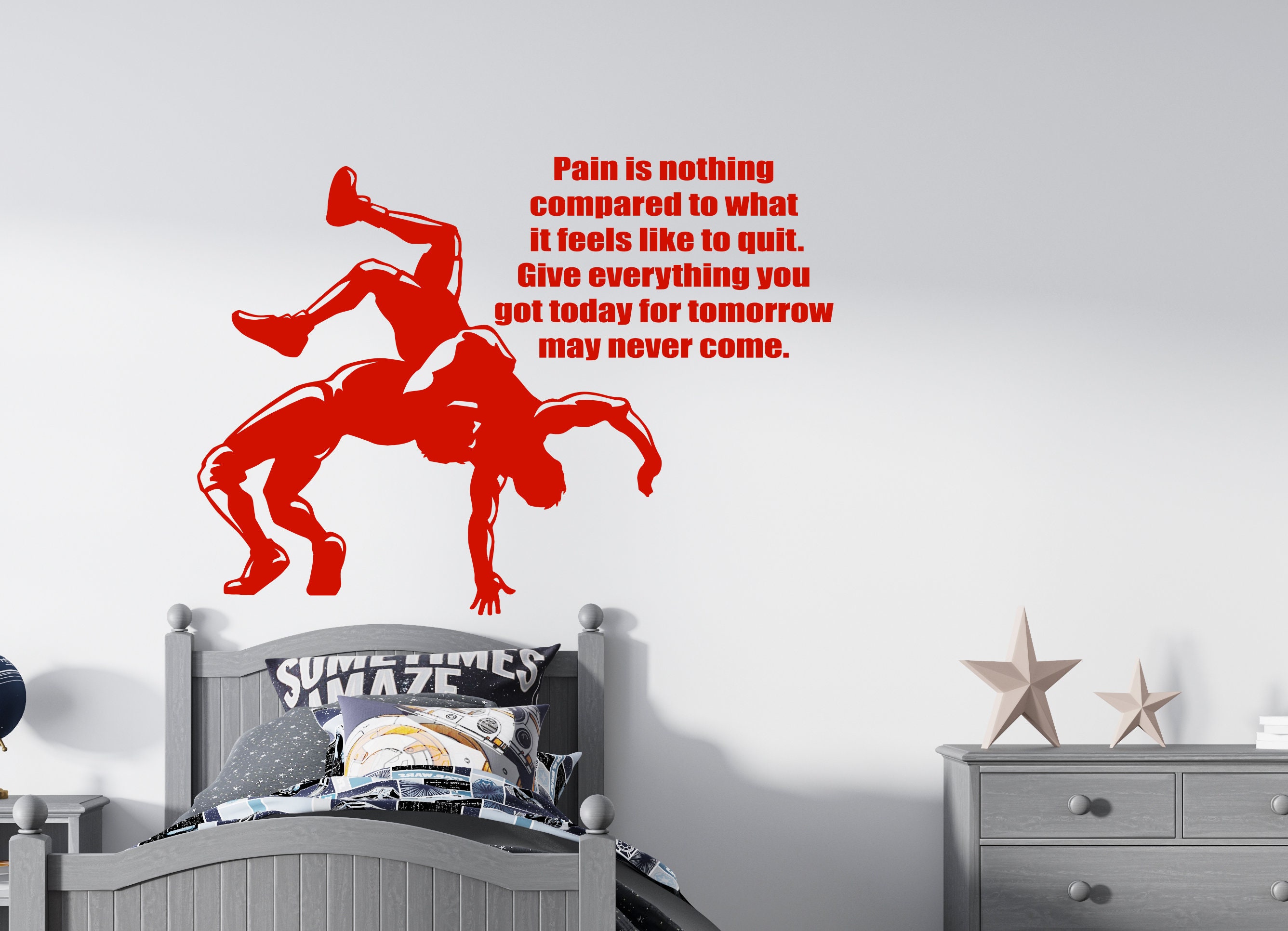 Wrestling Wall Decal: Motivational Quote Wrestler Wall Art Wr07 - Etsy