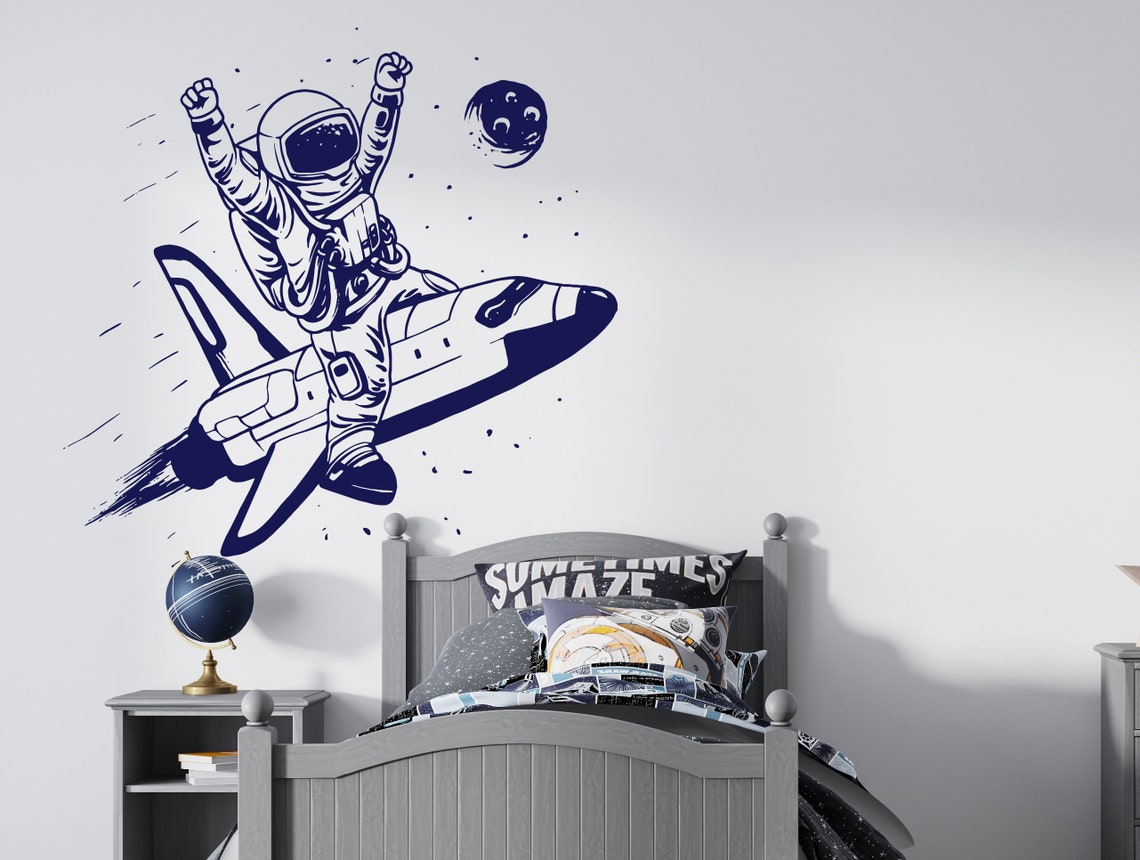 Astronaut Wall Decal: Custom Name Outer Space Nursery Decor AST43 - Etsy