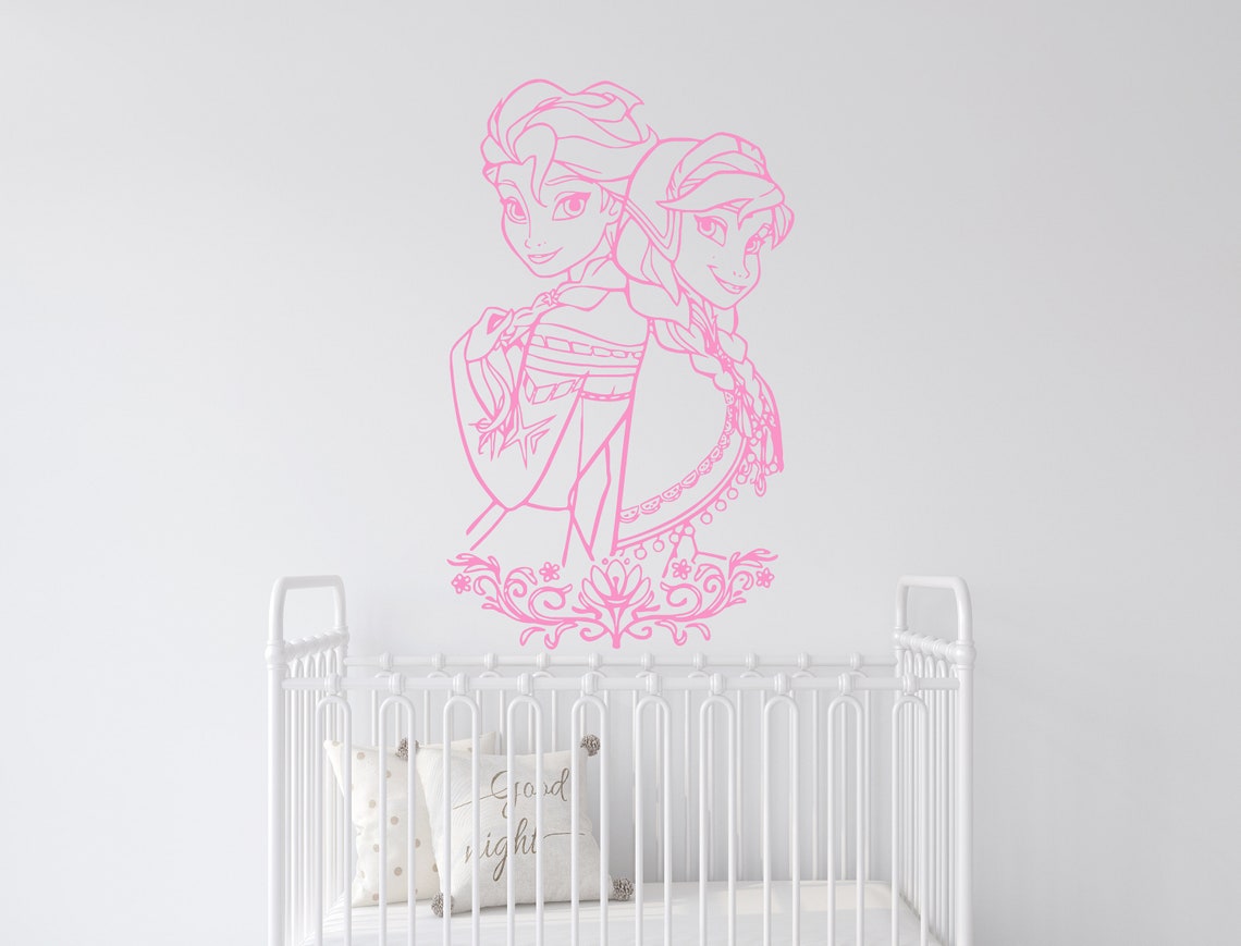 Elsa and Anna Wall Decal: Frozen Cartoon Sticker for Girls Room DP28 - Etsy