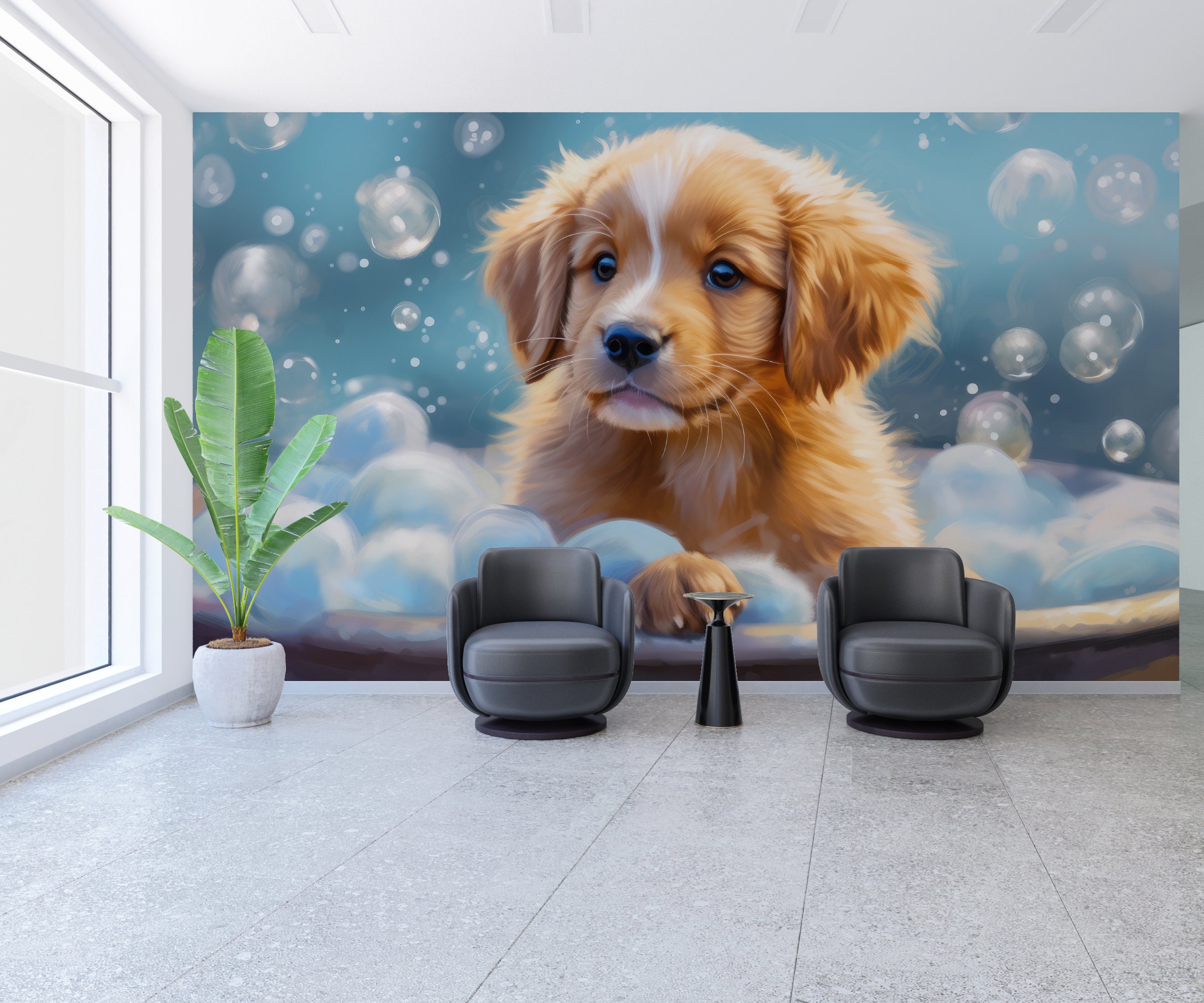 Bubble Pup Grooming Mural | Dog Wash Peel & Stick Removable Veterinary ...