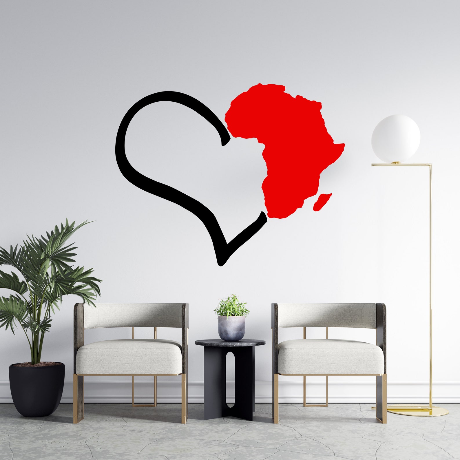 Africa Map Heart Wall Decal Africa Continent Wall Sticker | Etsy