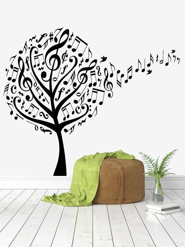 Music Notes Tree Wall Decal Music Wall Decor Music Instrument Wall ...
