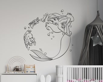 Princess Ariel Wall Decal Little Mermaid Wall Decor Cartoon | Etsy