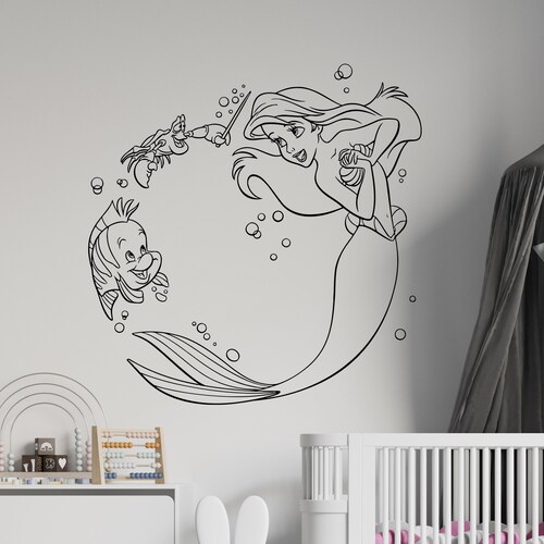Princess Ariel Wall Decal Little Mermaid Wall Decor Cartoon | Etsy