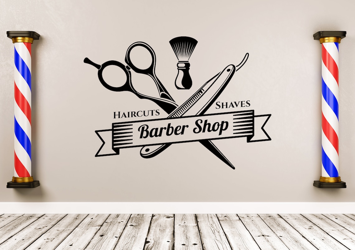 Barber Shop Wall Decal Barber Shop Wall Sticker Barber - Etsy