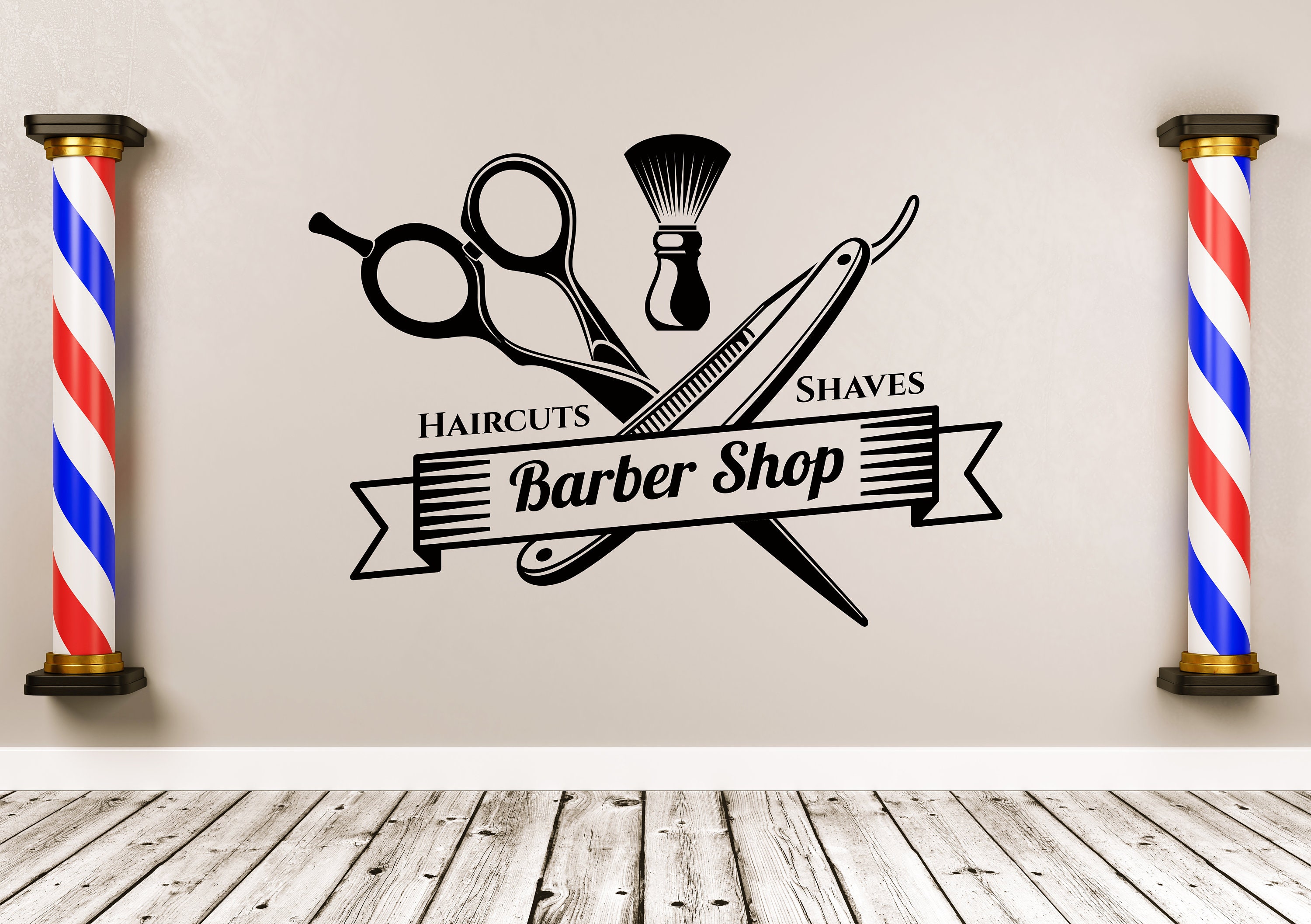Barber Shop Wall Decal Barber Shop Wall Sticker Barber | Etsy