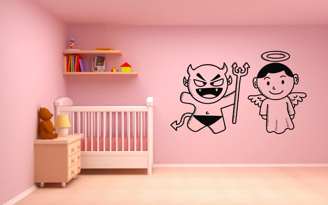 Angel Demon Wings Horns Bad Good Wall Decal Window Sticker Design ...