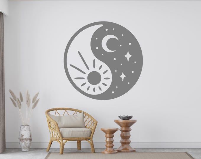 Sun Moon Yin Yang Wall Decal Art Sticker Vinyl Home Decor Girls Boys ...