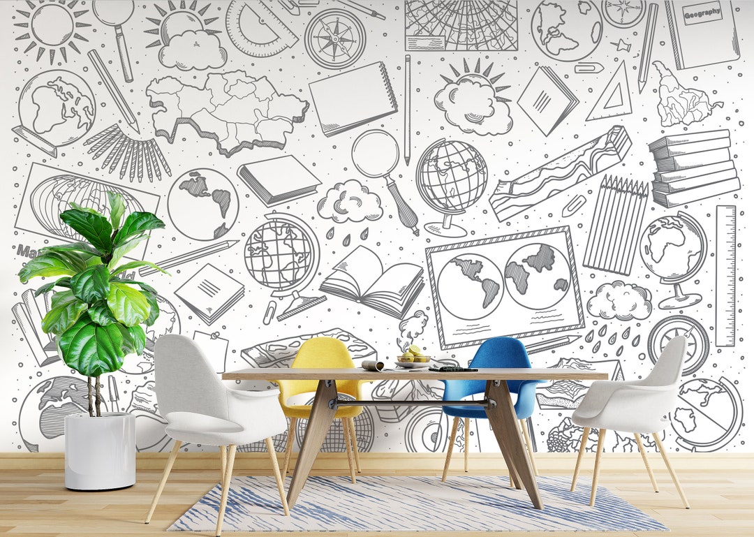 Geography Wall Graphics Peel and Stick Science Wallpaper Self Adhesive ...