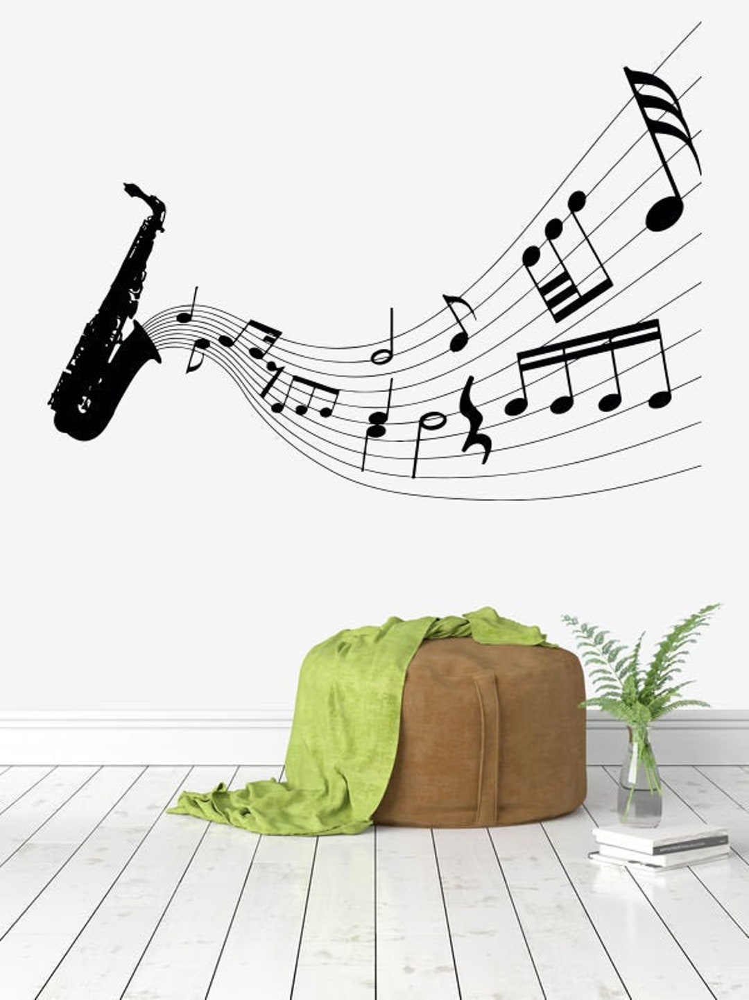 Saxophone Music Notes Wall Decal Music Wall Decor Music Instrument Wall ...