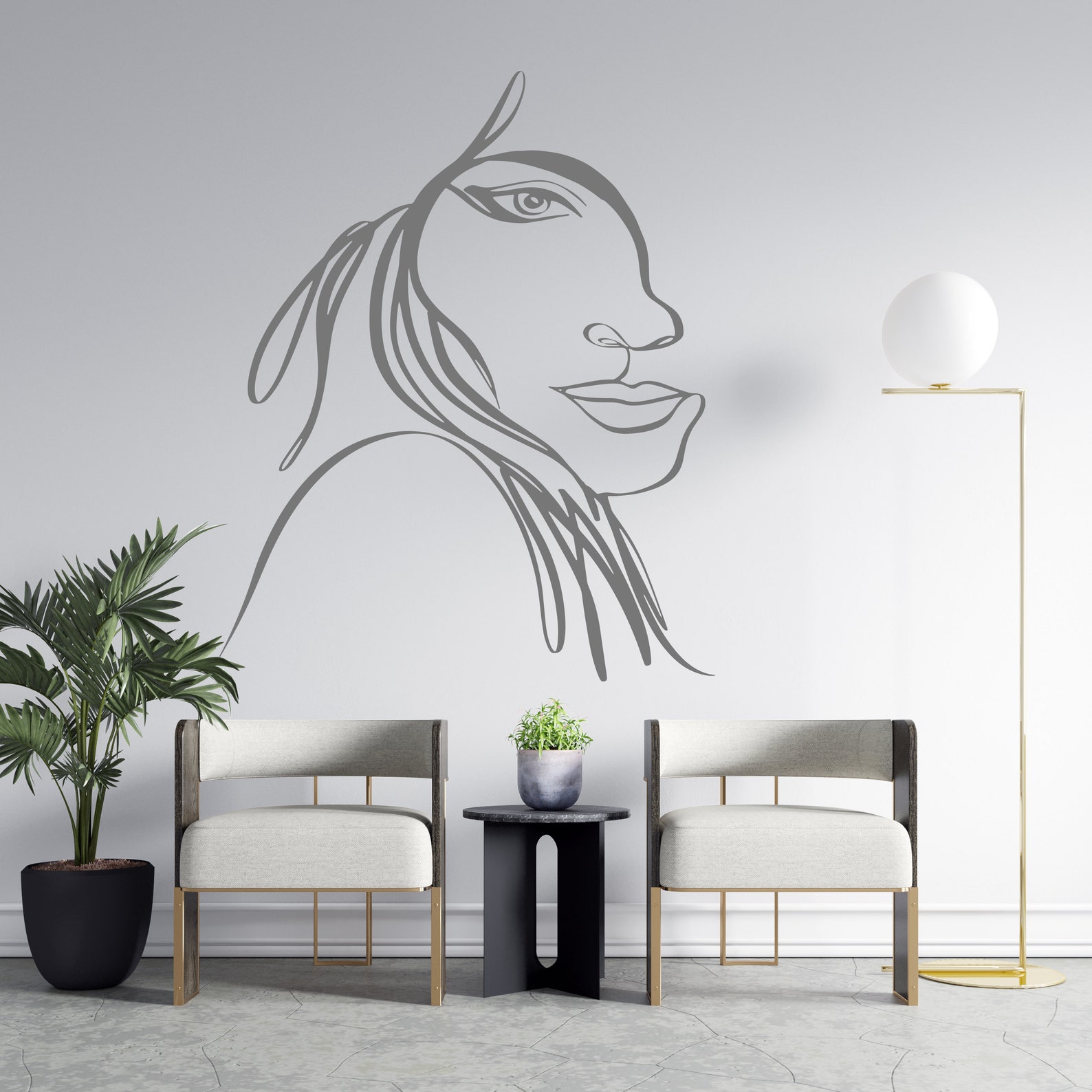 Line Art Woman Face Decal Beauty Salon Wall Decor Spa Salon - Etsy