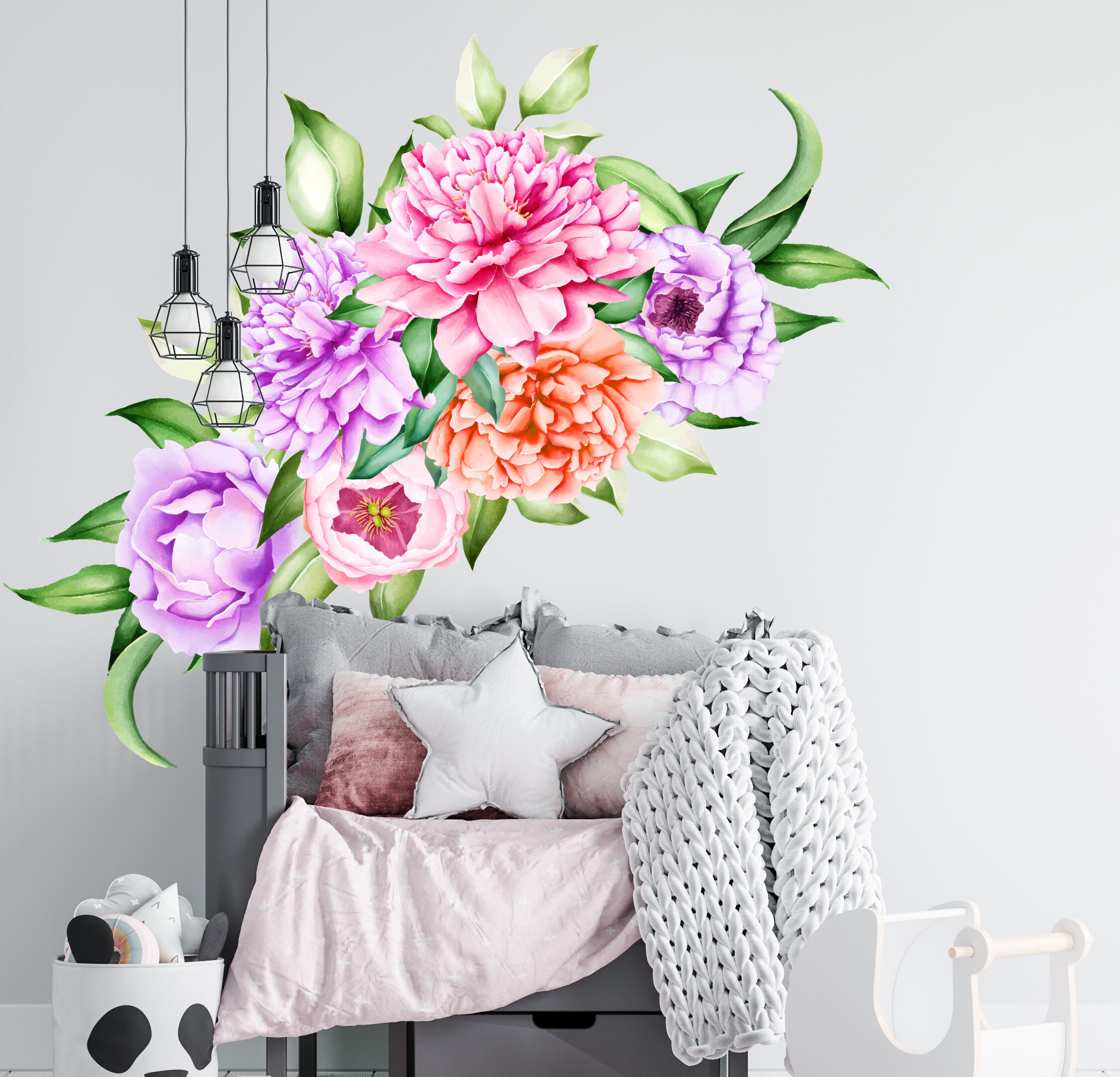 Flowers Wall Decal Floral Wall Decor For Nursery Room | Etsy