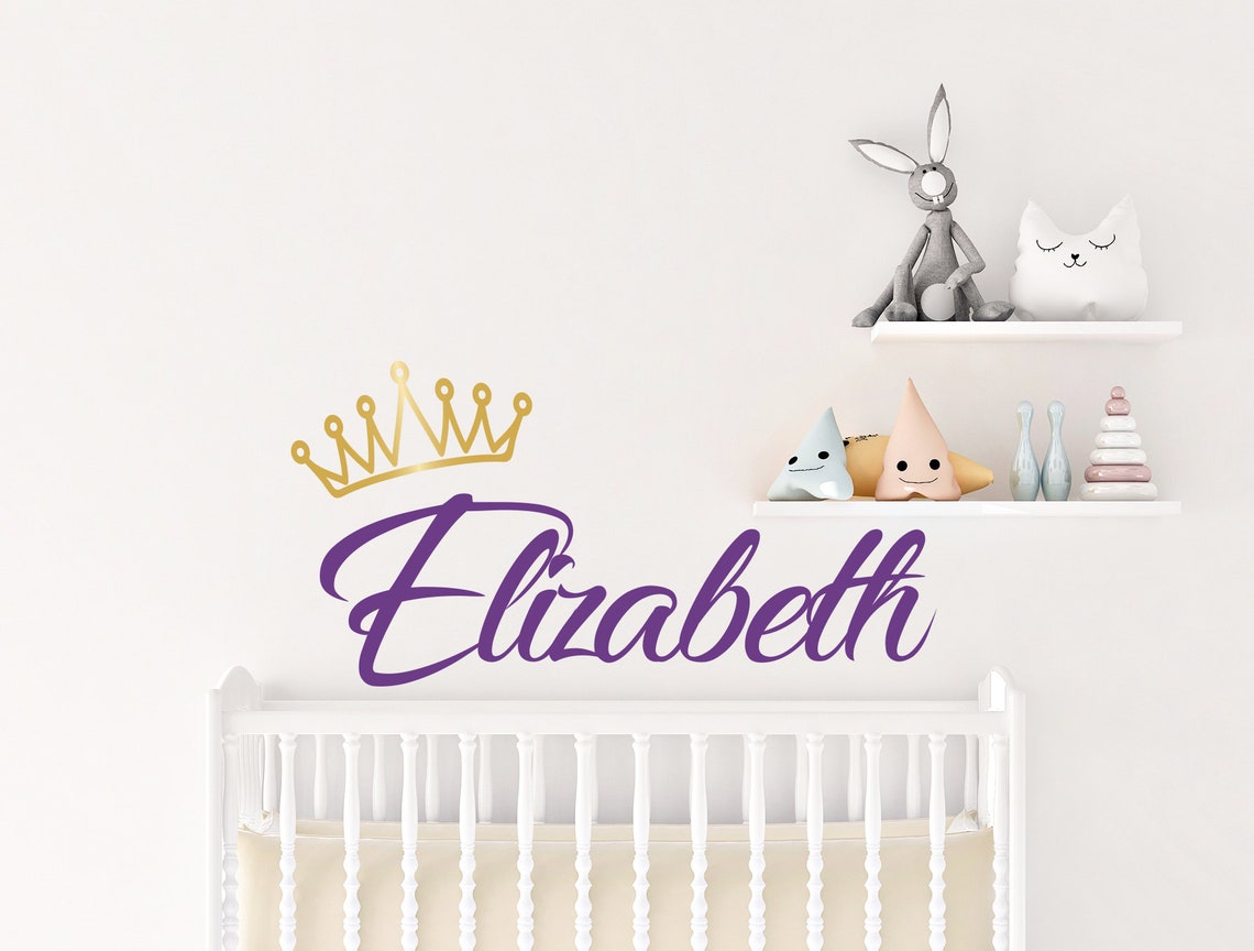 Princess Crown Wall Decal for Girls Room Custom Name Wall | Etsy