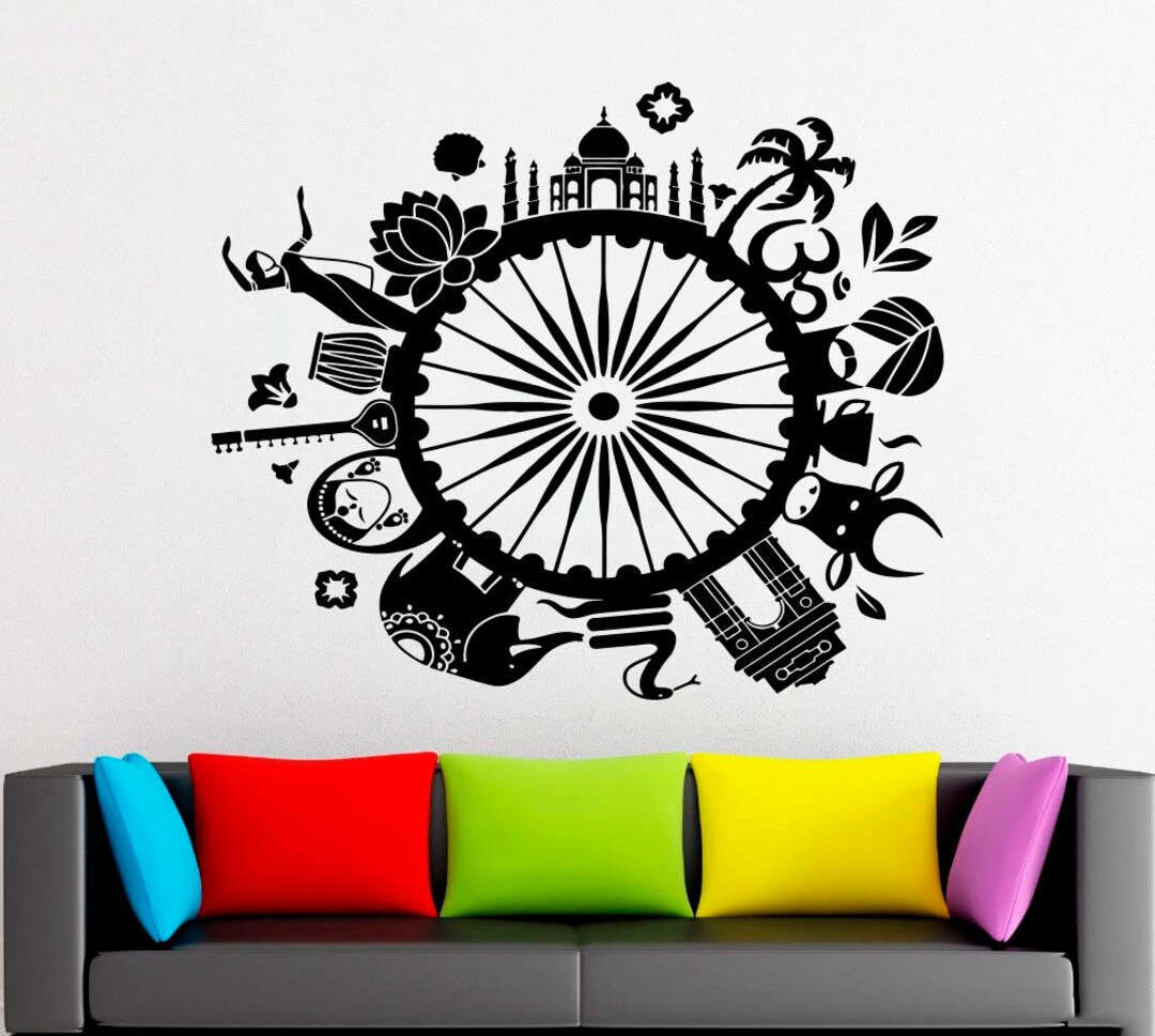 India Yoga Elephant Buddha Indian Decal Window Sticker Room Vinyl ...