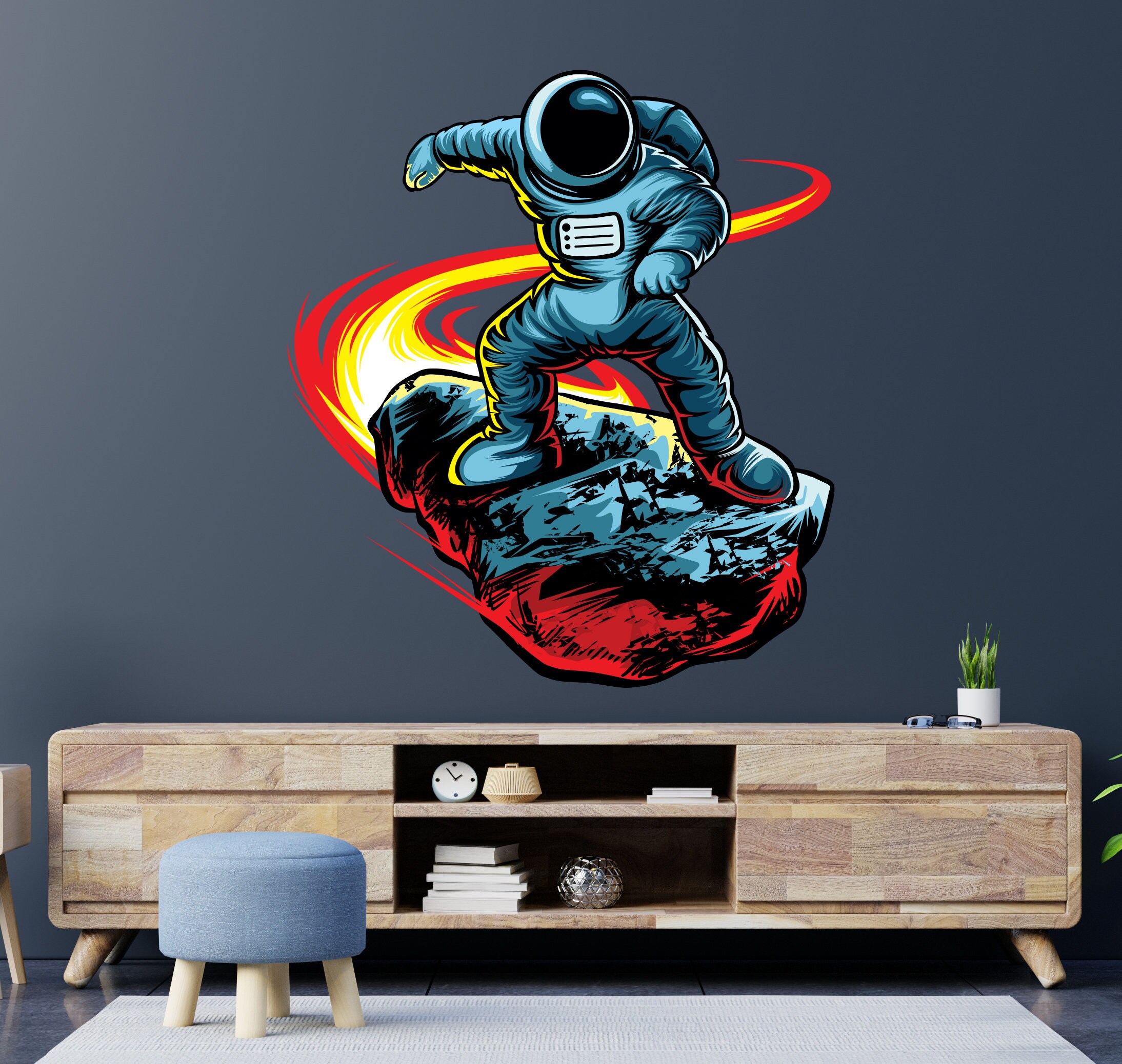 Astronaut Wall Decal Outer Space Wall Decor for Kids Bedroom | Etsy