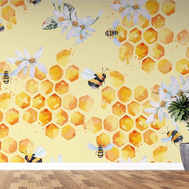 Honey Bees Wallpaper - Etsy