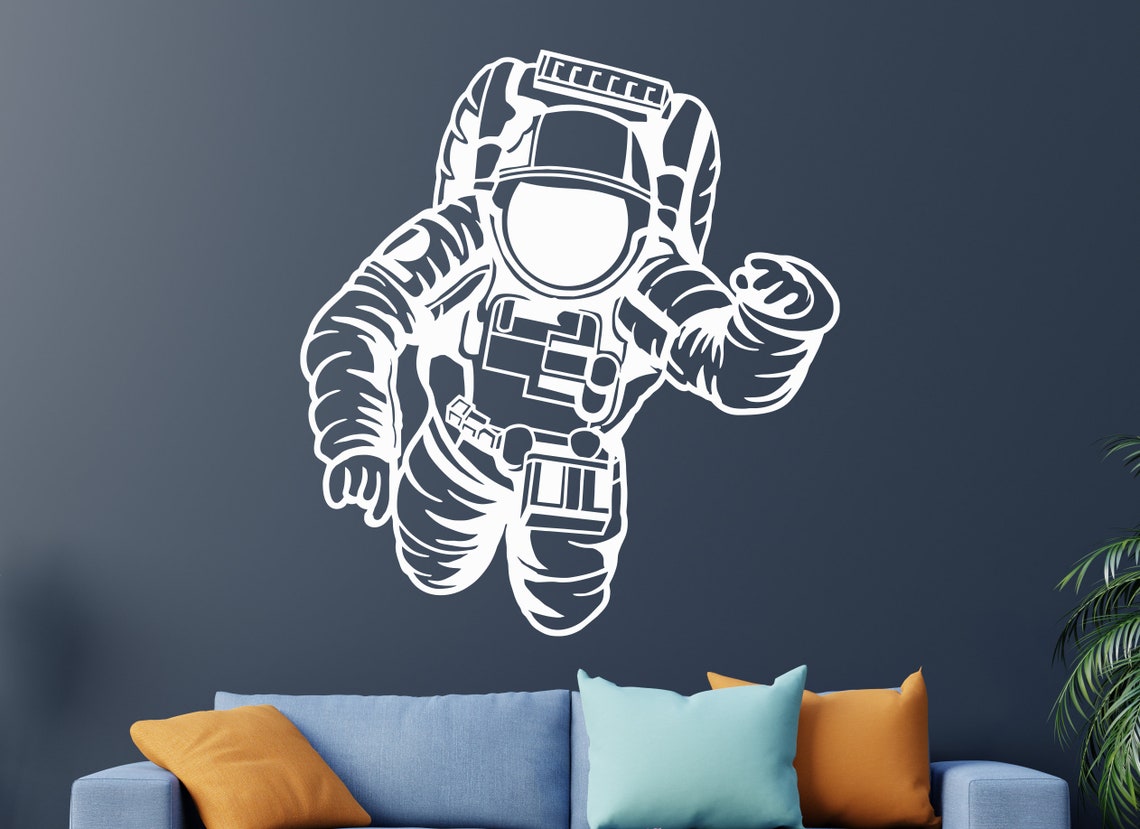 Astronaut Wall Decal Outer Space Wall Decal Custom Name - Etsy