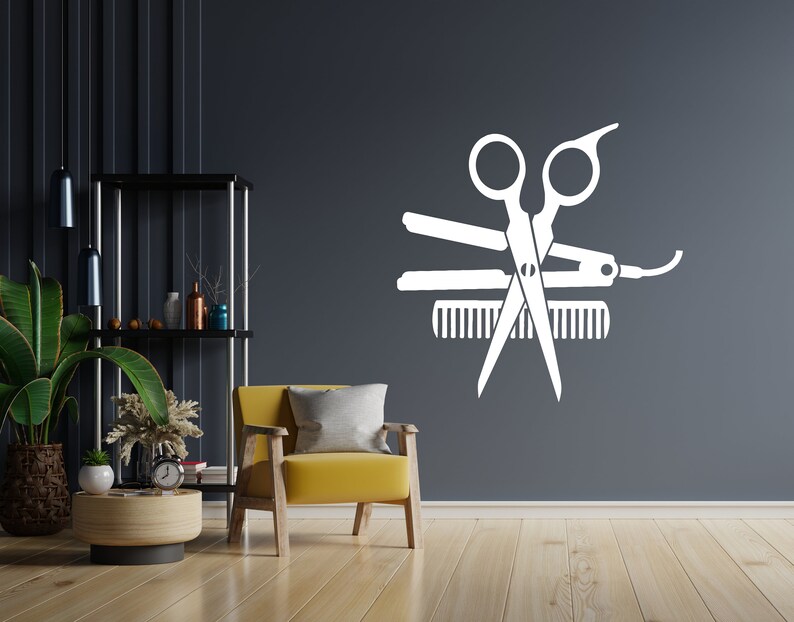 Hair Salon Wall Window Decal Sticker Hair Stylist Hair Tools - Etsy