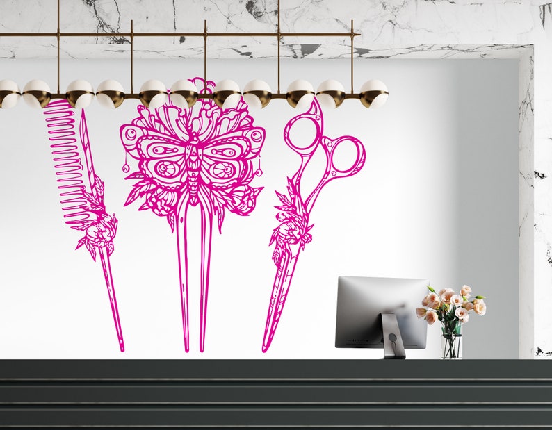 Hair Salon Wall Window Decal Sticker Hair Stylist Hair Tools - Etsy