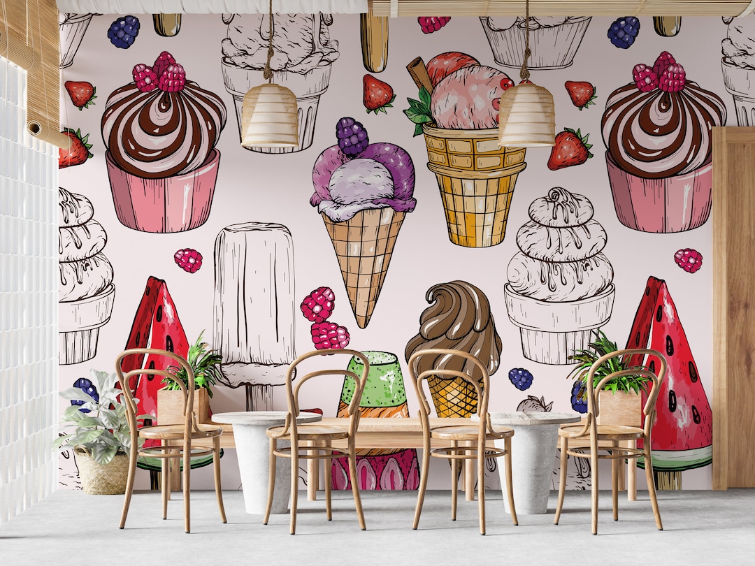 Sweets Wall Graphics Desserts Cupcakes Ice Cream Wallpaper Peel and ...