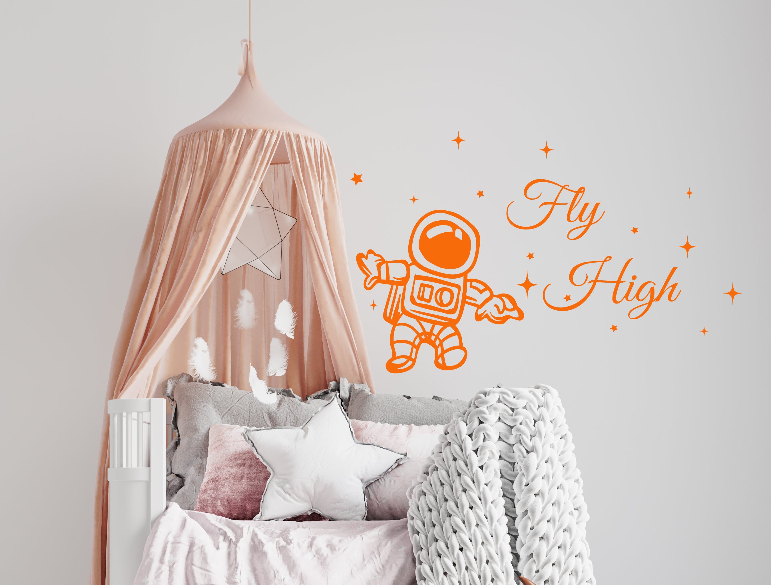 Astronaut Wall Decal Outer Space Wall Decal Custom Name | Etsy