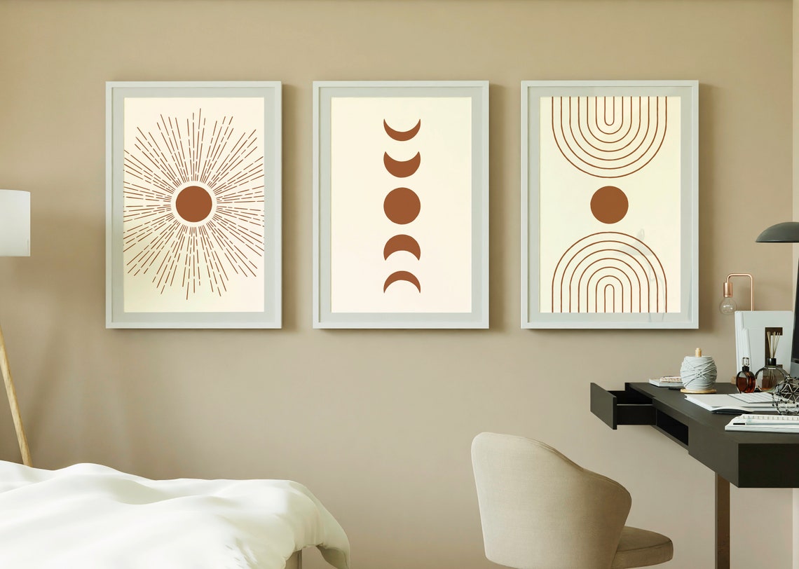 Bohemian Abstract Art Print Wall Poster Set of 3 Boho Poster - Etsy
