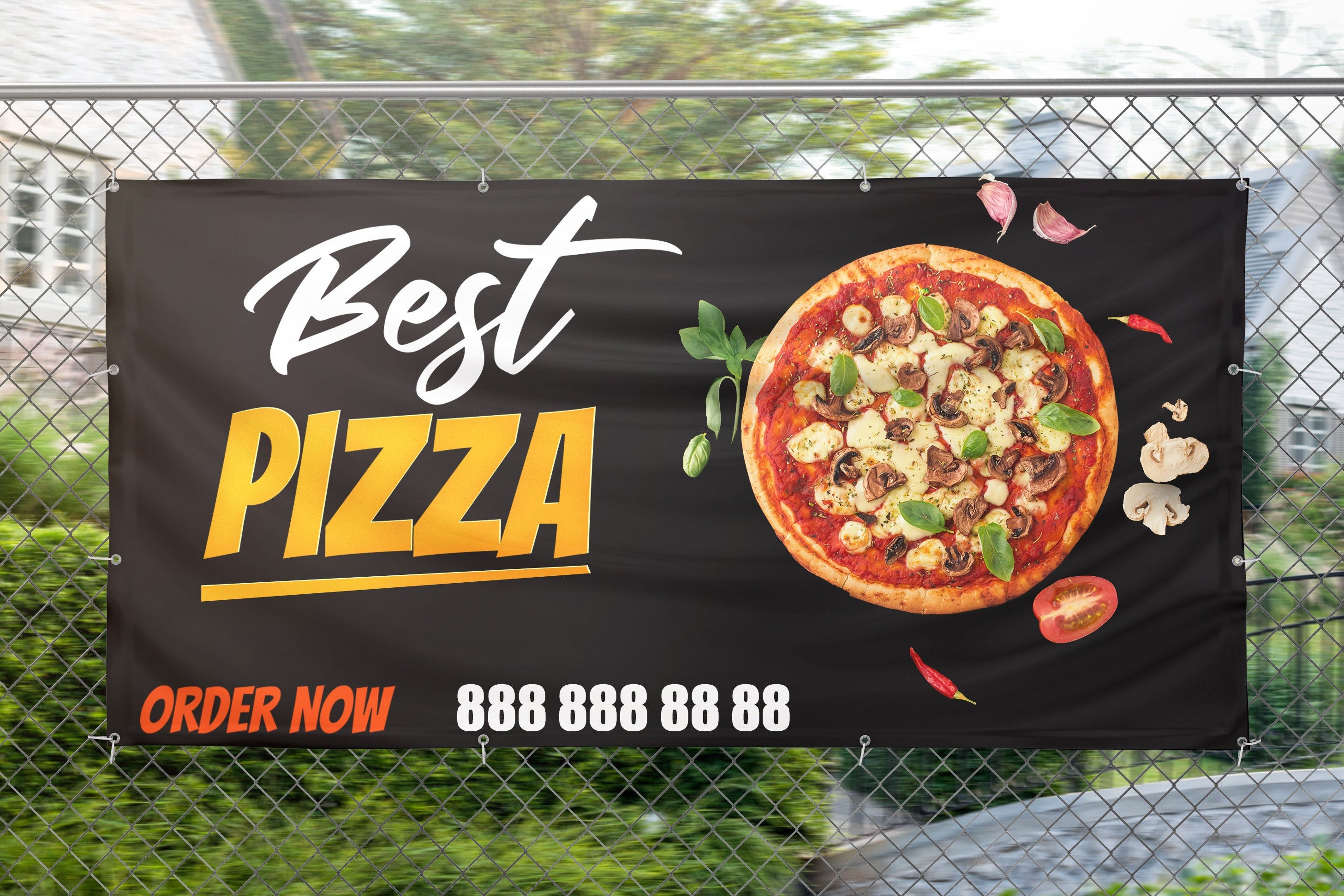 Pizza Custom Banner Full Color Banner Vinyl Banner With - Etsy
