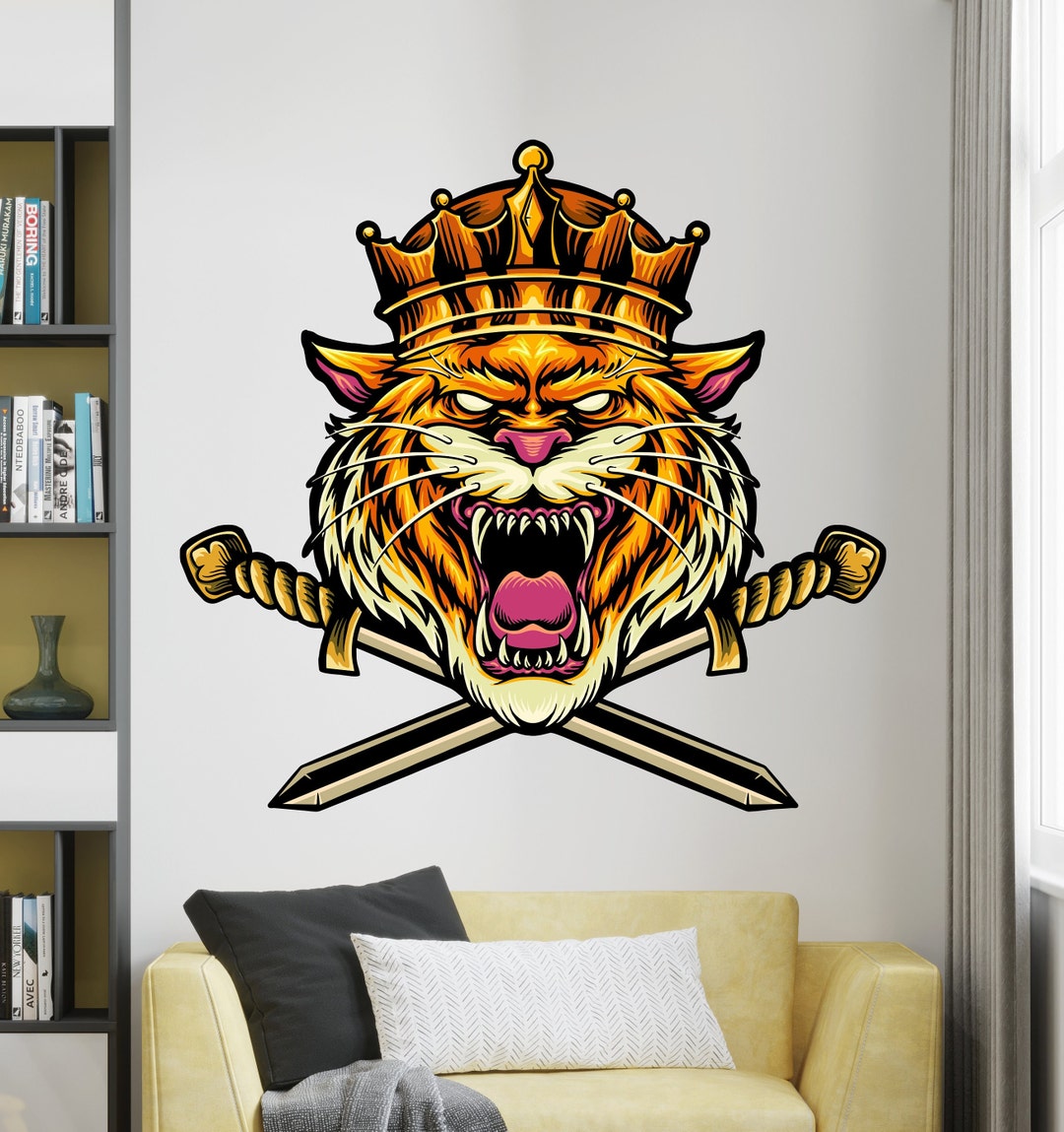Crowned Tiger Roar Decal | Royal Vinyl Sticker Decor | TGC11 - Etsy