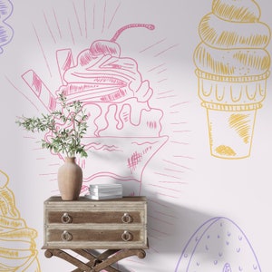 Ice Cream Wall Graphics Peel and Stick Wallpaper Ice Cream Cafe ...