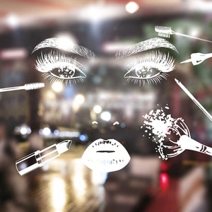 Makeup Wall Decal Makeup Artist Wall Sticker Cosmetics Lipstick Beauty ...