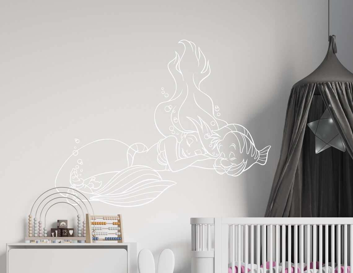 Princess Ariel Wall Decal Little Mermaid Wall Decor Cartoon | Etsy