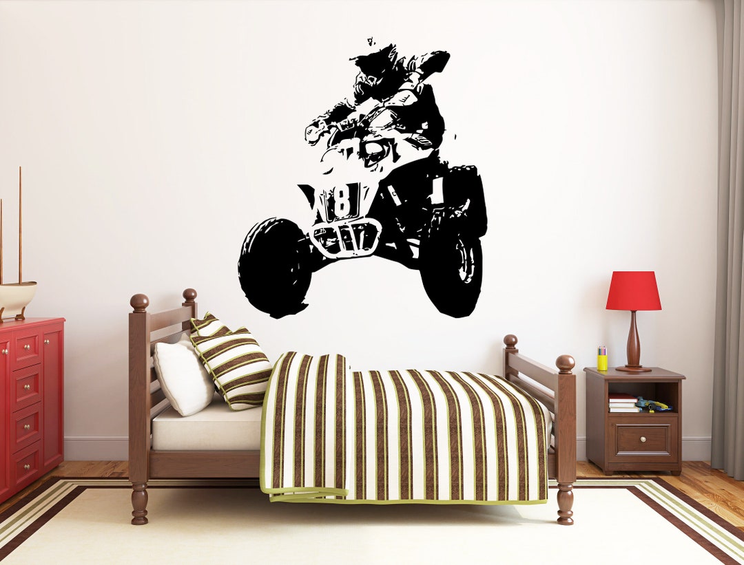 ATV Rider Wall Decal Quad Bike Wall Sticker 4 Wheeler Wall Decor 1641b ...