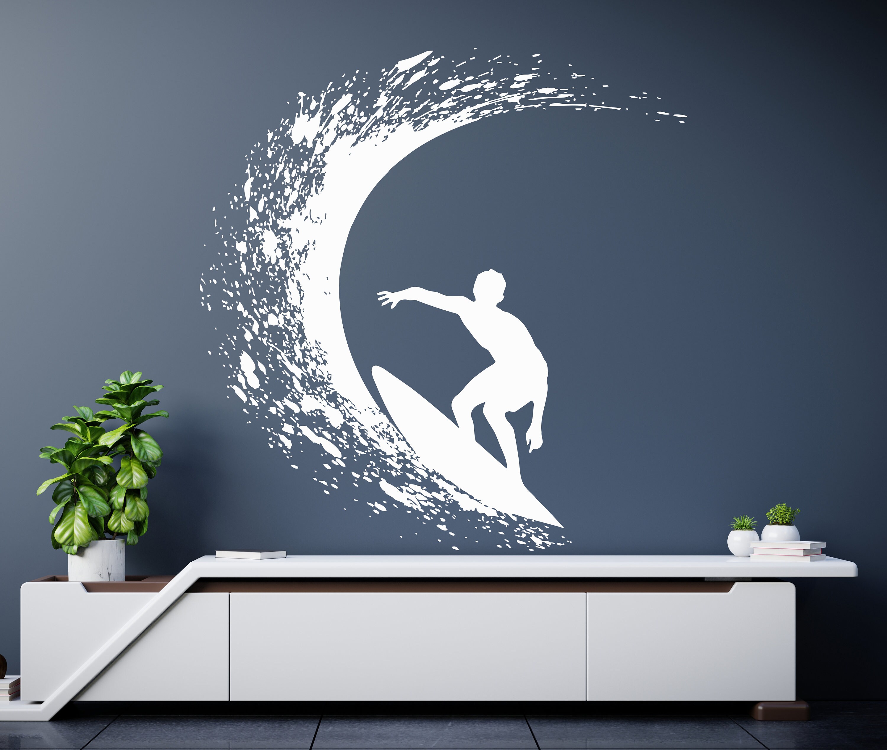 Surfing Wall Decal Surfer Board Wall Sticker Wave Wall Decal - Etsy